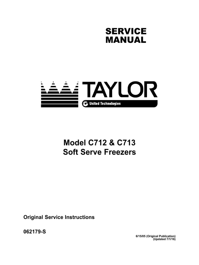Service Manual: Model C712 & C713 Soft Serve Freezers | PDF | Electrical Wiring | Electrical ...