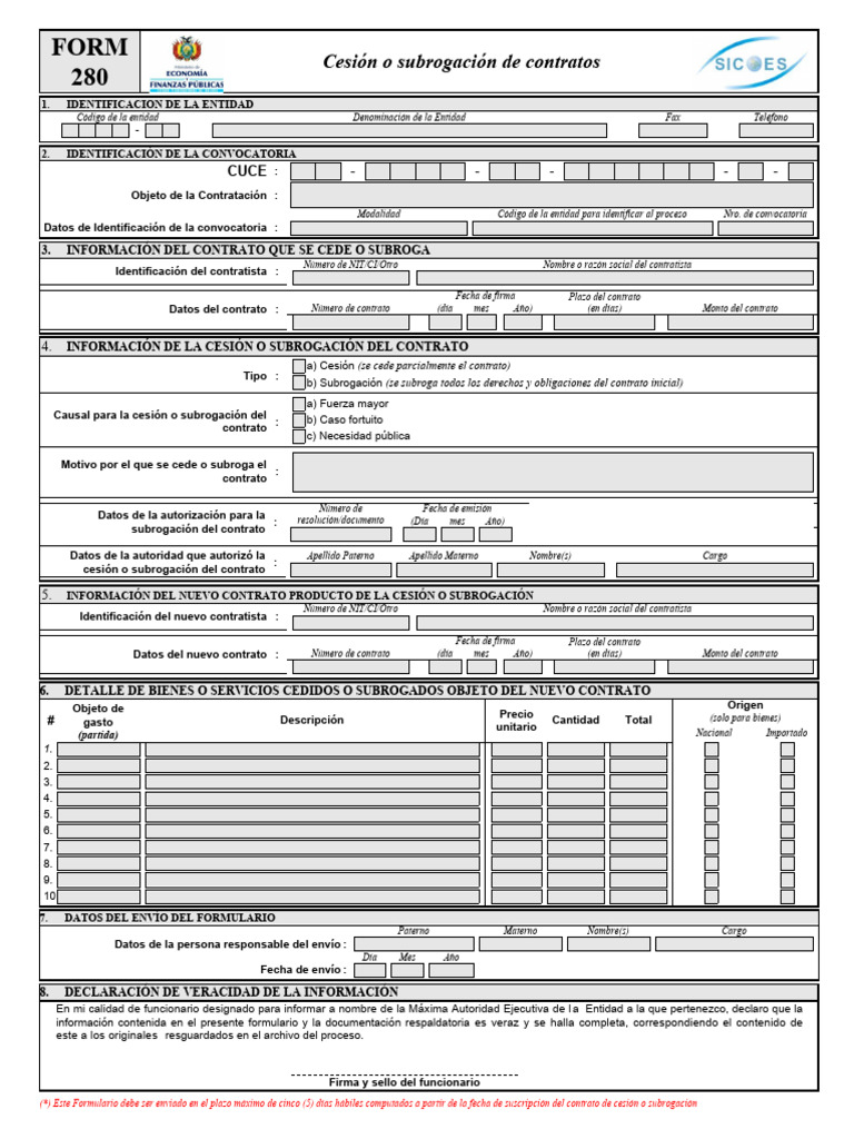 Form 280 | PDF | Subrogación