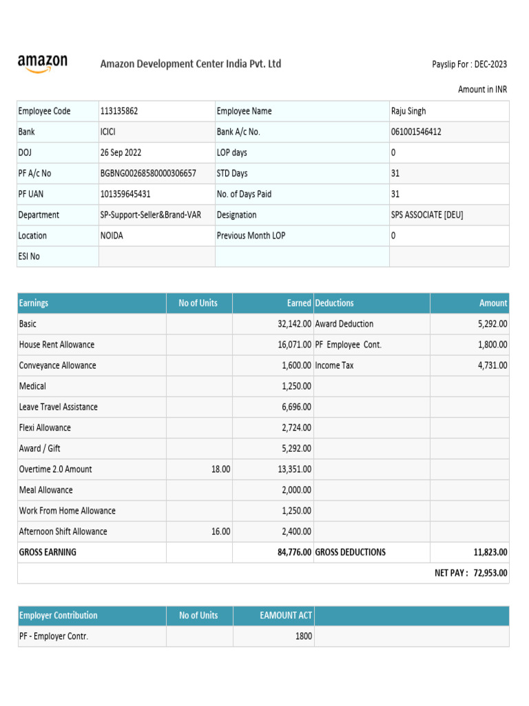 Payslip December 2023 | PDF | Income | Personal Finance