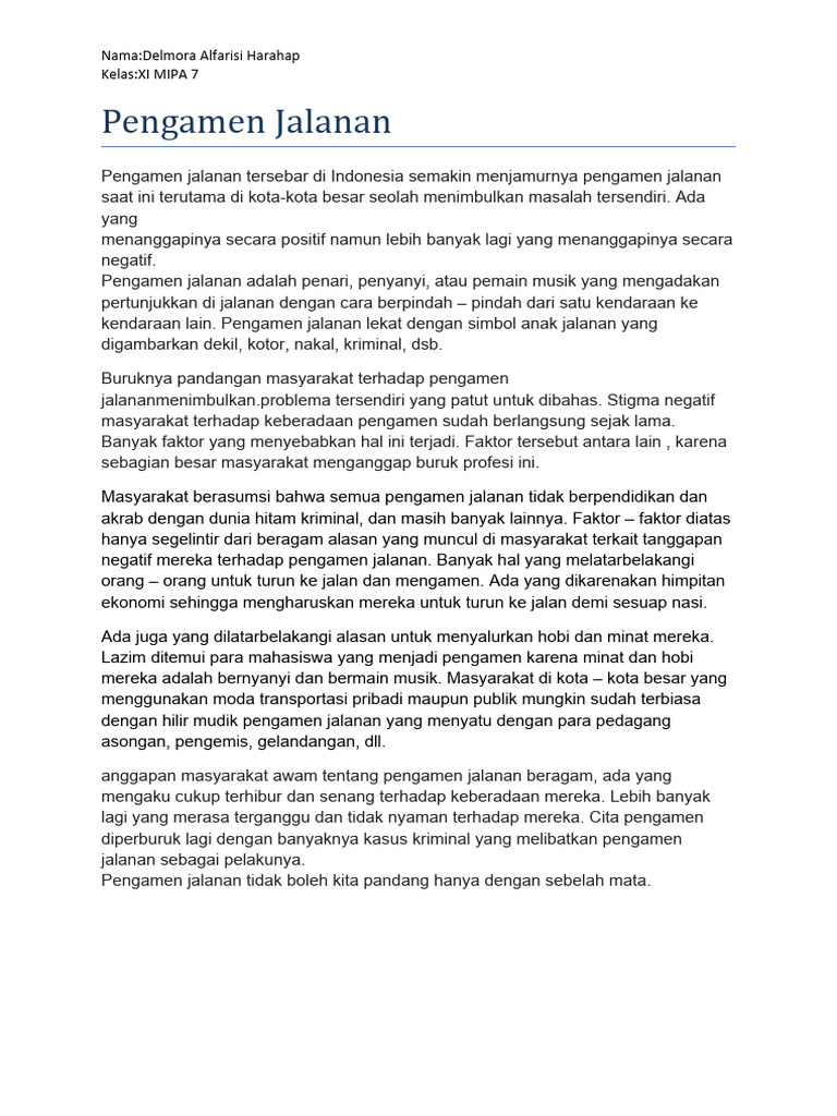 Pengamen Jalanan | PDF