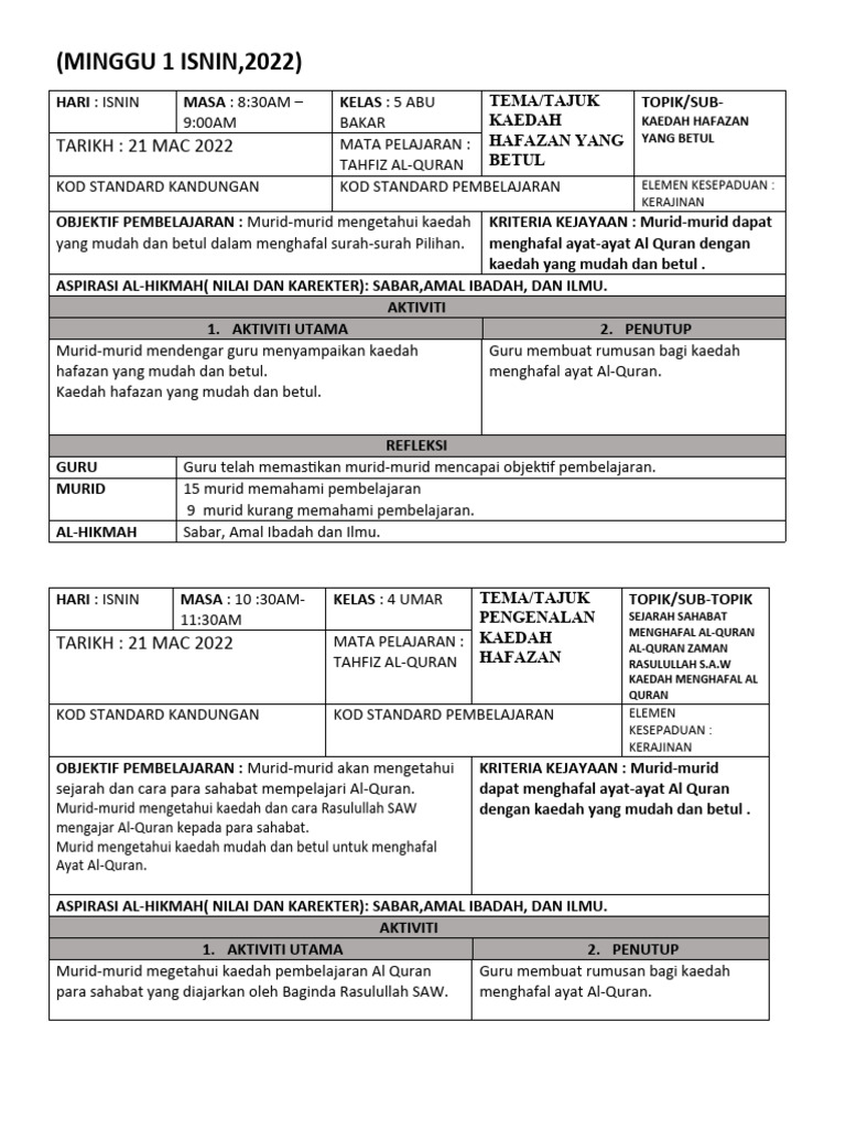 Minggu-1, Isnin | PDF