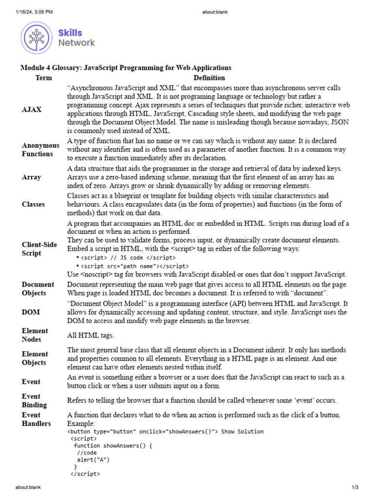 Glossary V6 Js Pdf Document Object Model Java Script 
