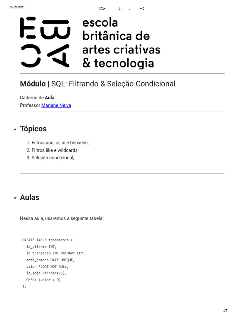 SQL-modulo 4 Aula | PDF | Informática | Gestão de dados