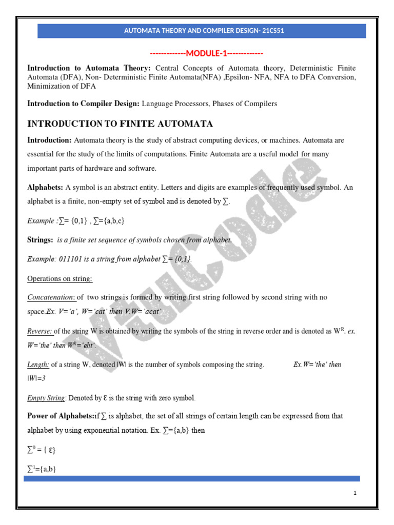 ATCD 5th Sem 1st Module VTU | PDF | Parsing | Computer Program