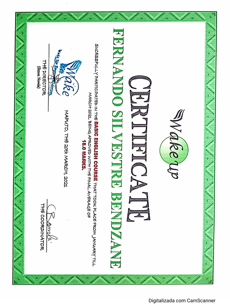 Certificado de Inglês | PDF