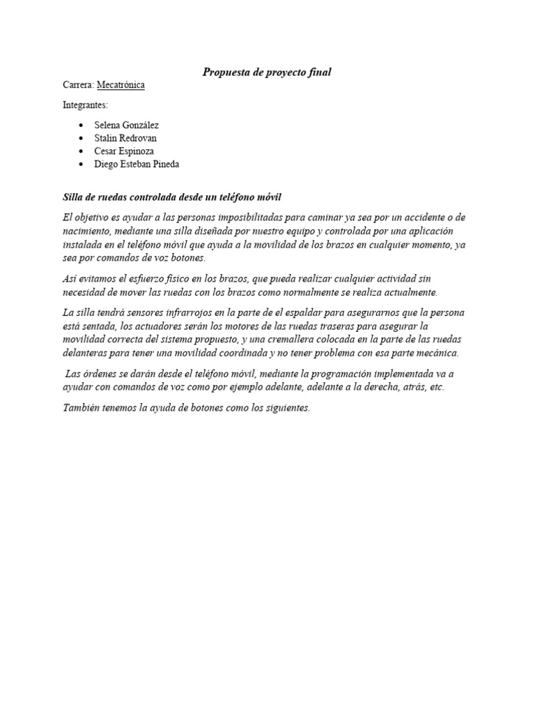 Propuesta de Proyecto Final Selena. G | PDF | Electrónica | Solenoide