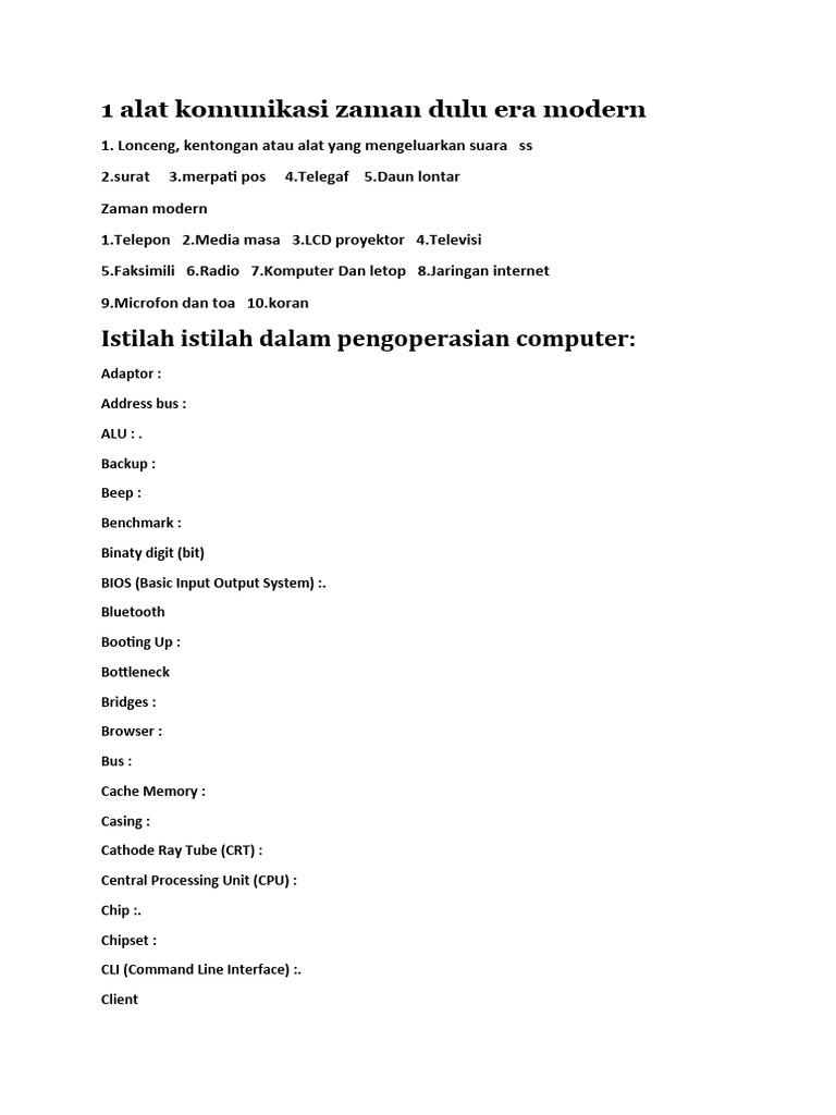 1 Alat Komunikasi Zaman Dulu Era Modern | PDF