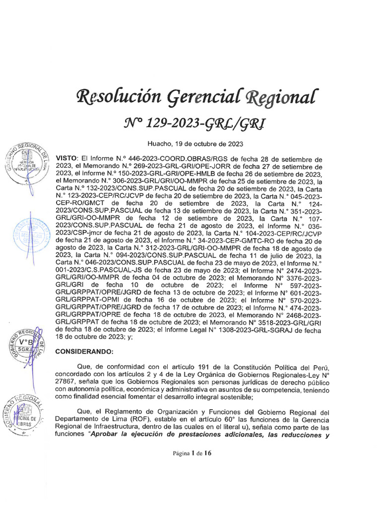 RGR Nâ° 129-2023-Grl-Gri - Adicional - 02 - Deductivo - 01 | PDF