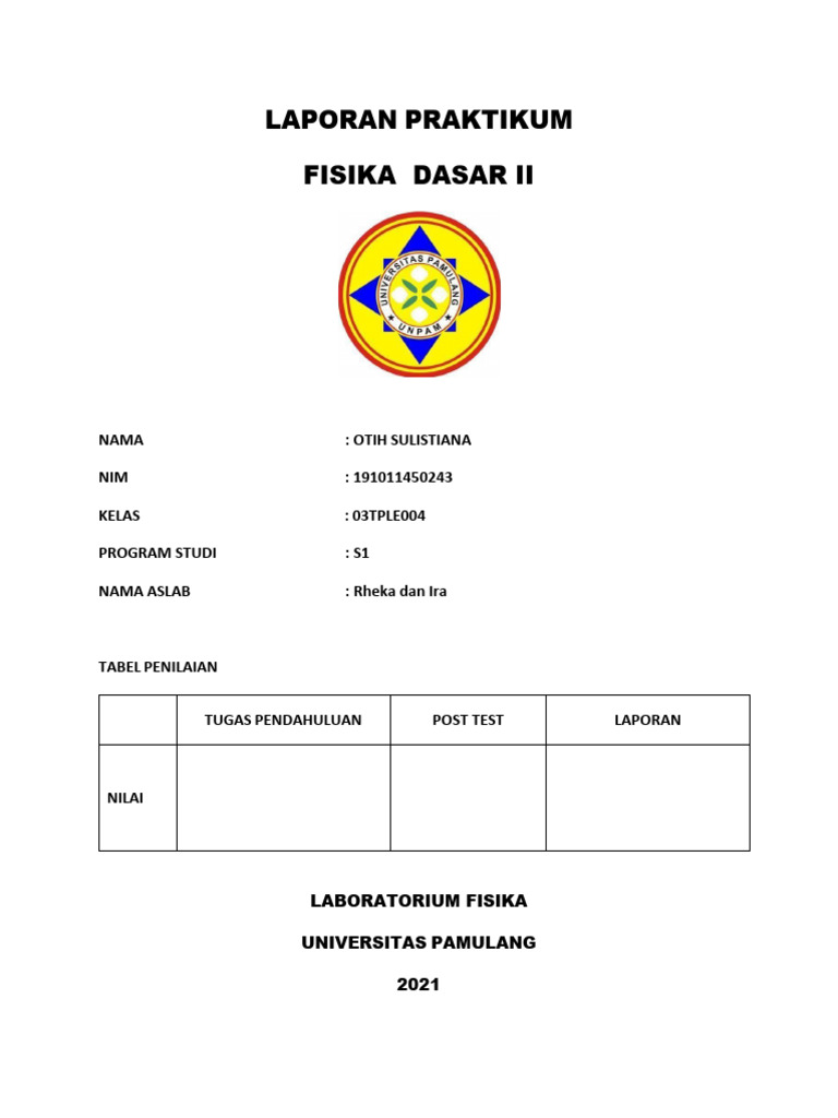 Laporan Praktikum Fisika Dasar 2a | PDF