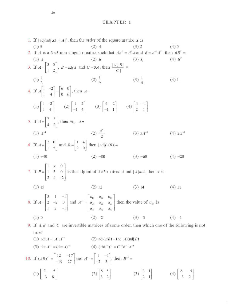 Maths Chapter 1 One Marks | PDF