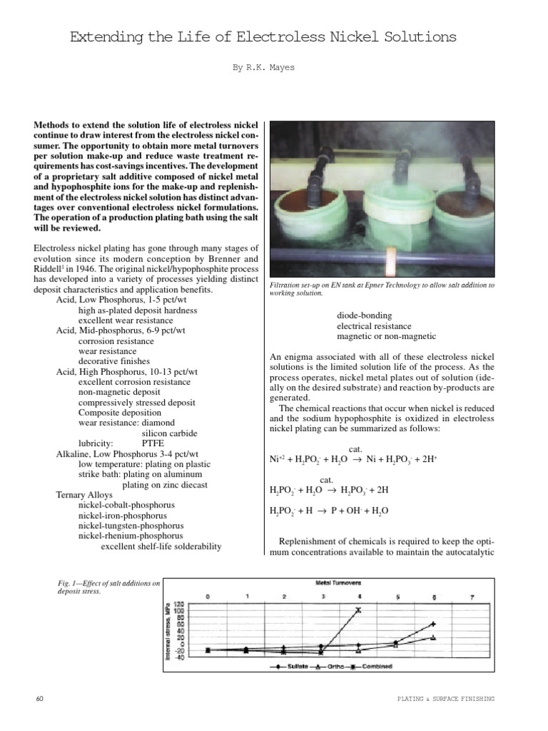 Extending The Life of Electroless Nickel Solutions | PDF | Industrial Processes | Materials Science