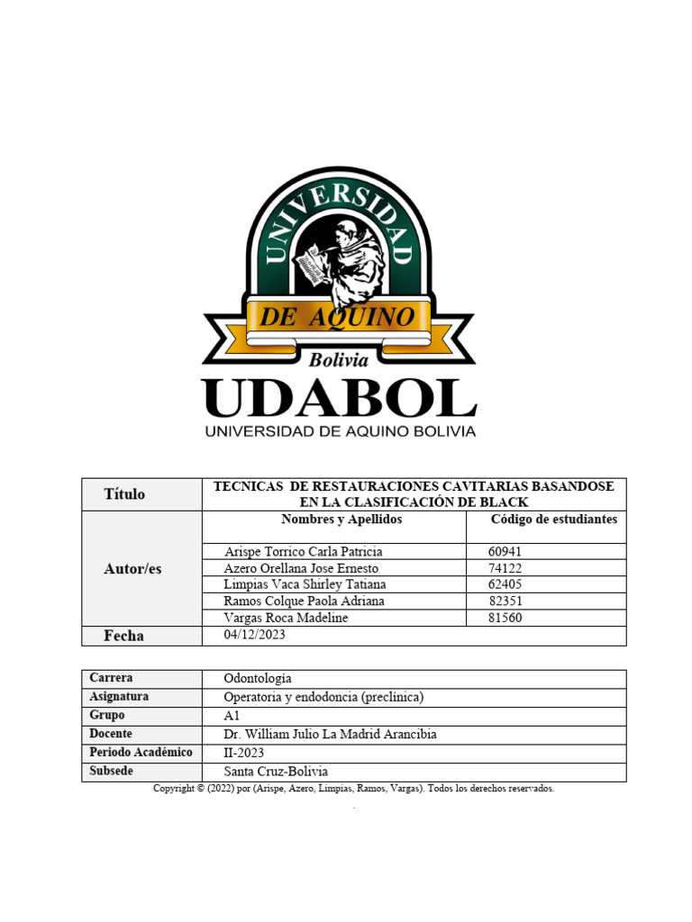 OPERATORIA Y ENDODONCIA 5to | PDF | Odontología | Diente