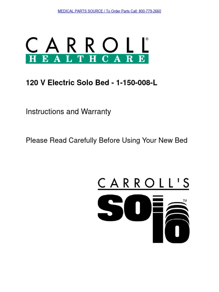 Carroll Solo Bed - Technical Manual | PDF | Screw | Mains Electricity
