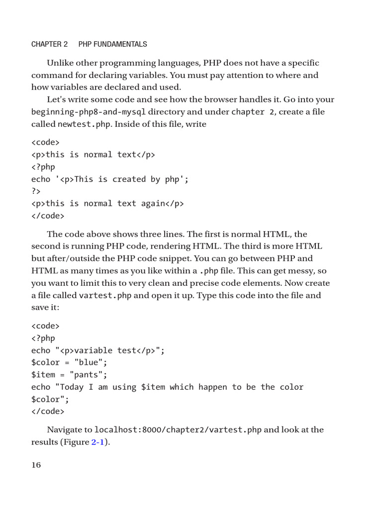 Chapter 2 PHP Fundamentals | PDF | Php | Html