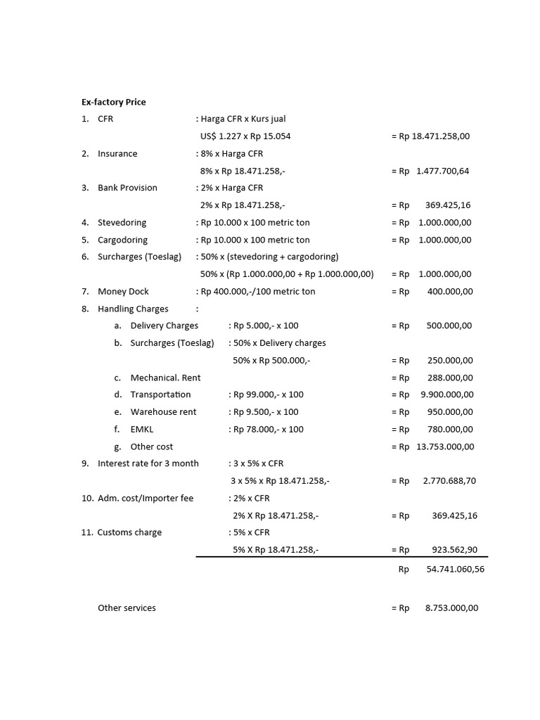 Cara Menghitung Ex-Factory Price (Contoh Soal) | PDF | Fee | Financial ...