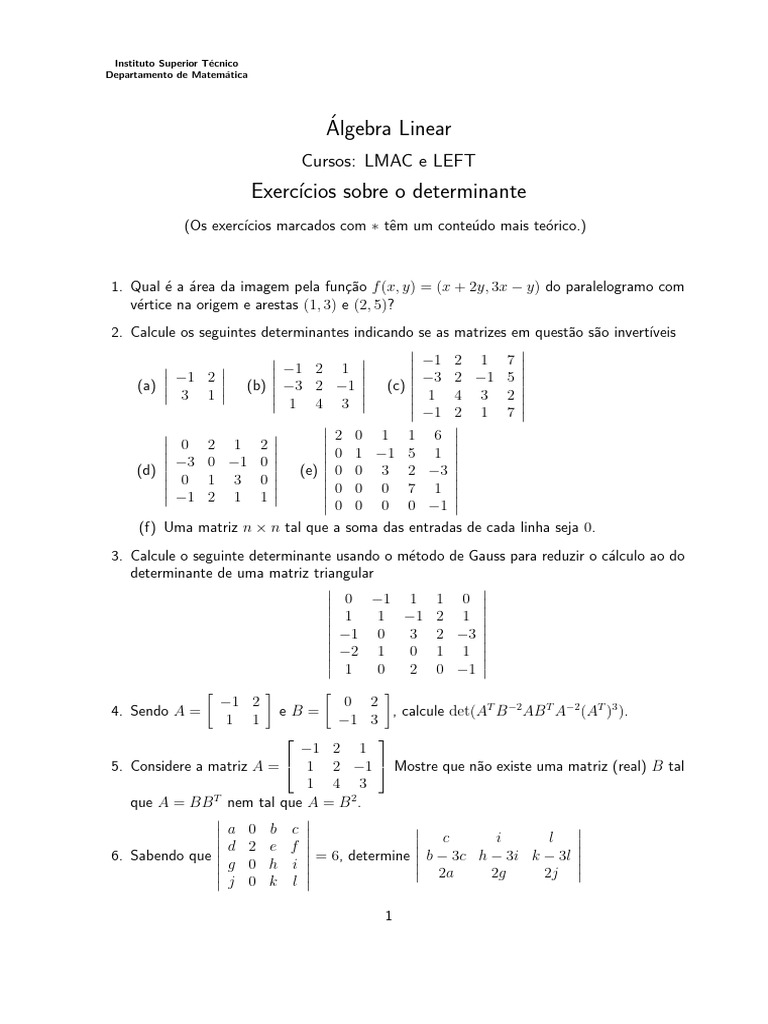 Determinante | PDF | Derivado | Determinante