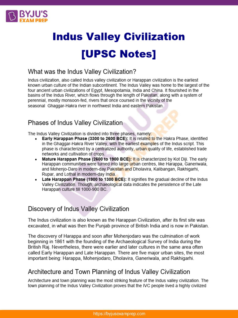 Indus Valley Civilization Upsc Notes 79 | PDF