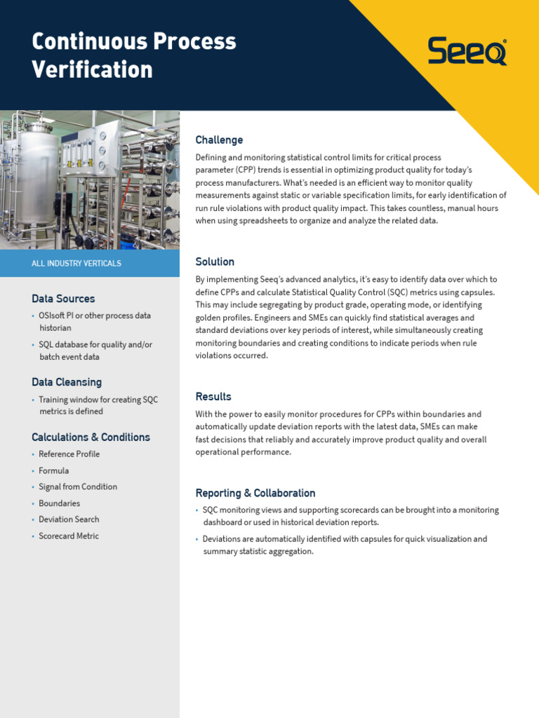 Seeq UseCase Continuous Process Verification | PDF | Performance ...