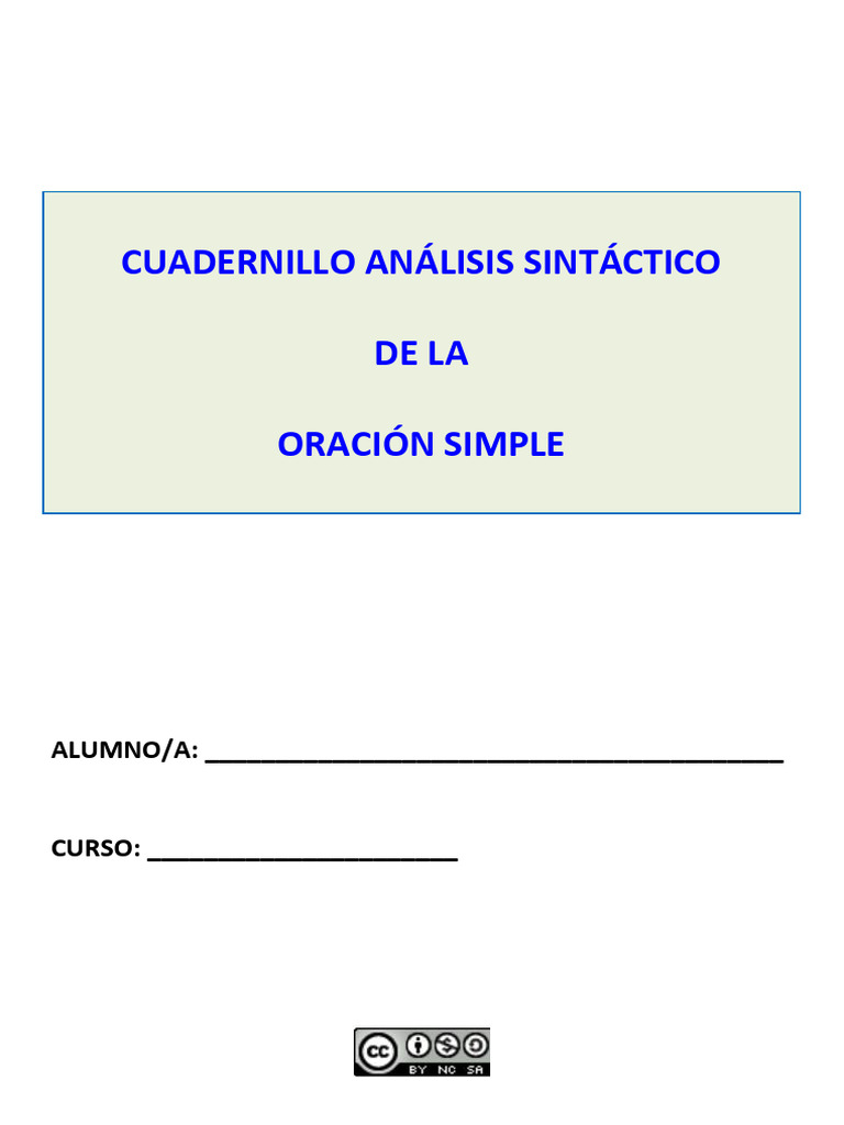 Cuadernillo Sintaxis Oracion Simple | PDF | Asunto (gramática) | Verbo