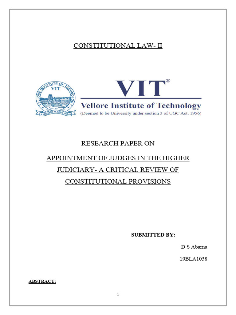 Appointment of Judges in The Higher Judiciary | PDF | Supreme Court Of ...