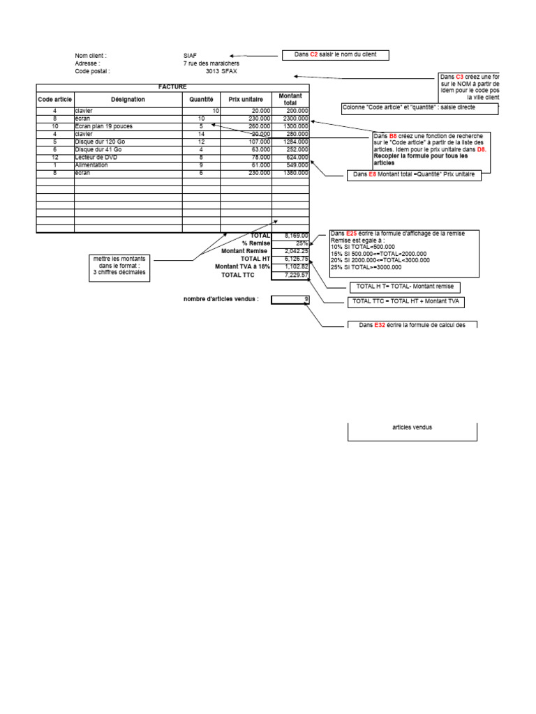 TP2 - Excel (4) .Xls Correction | PDF | Taxe sur la valeur ajoutée | Ingénierie informatique