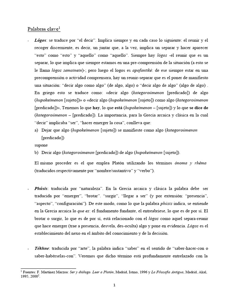 1 - 0 - Palabras Clave | PDF | Platón | Verdad