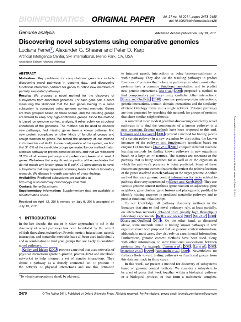 Bioinformatics: Original Paper | PDF | Bioinformatics | Proteins