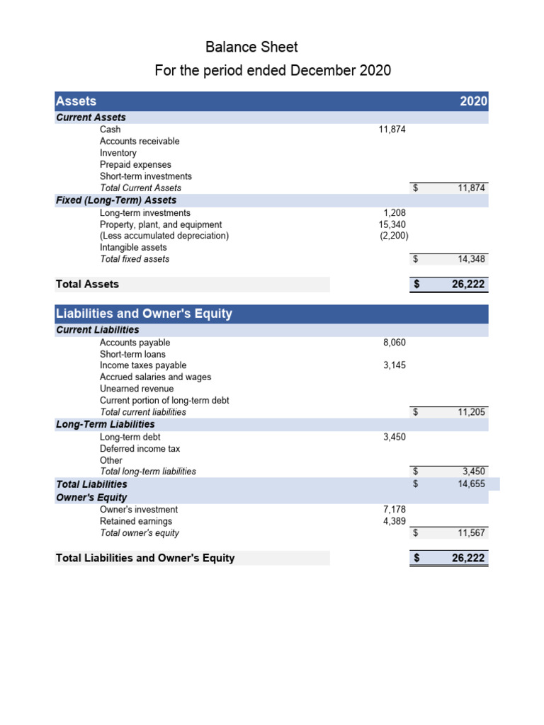 Lec 10 Excel Sheet Format for Balance Sheet | PDF