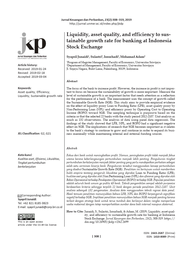 Liquidity, Asset Quality, and Efficiency | PDF | Banks | Market Liquidity