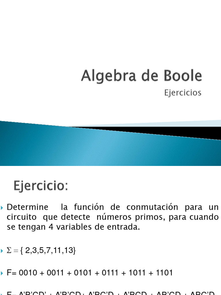 Algebra de Boole Ejercicios | PDF