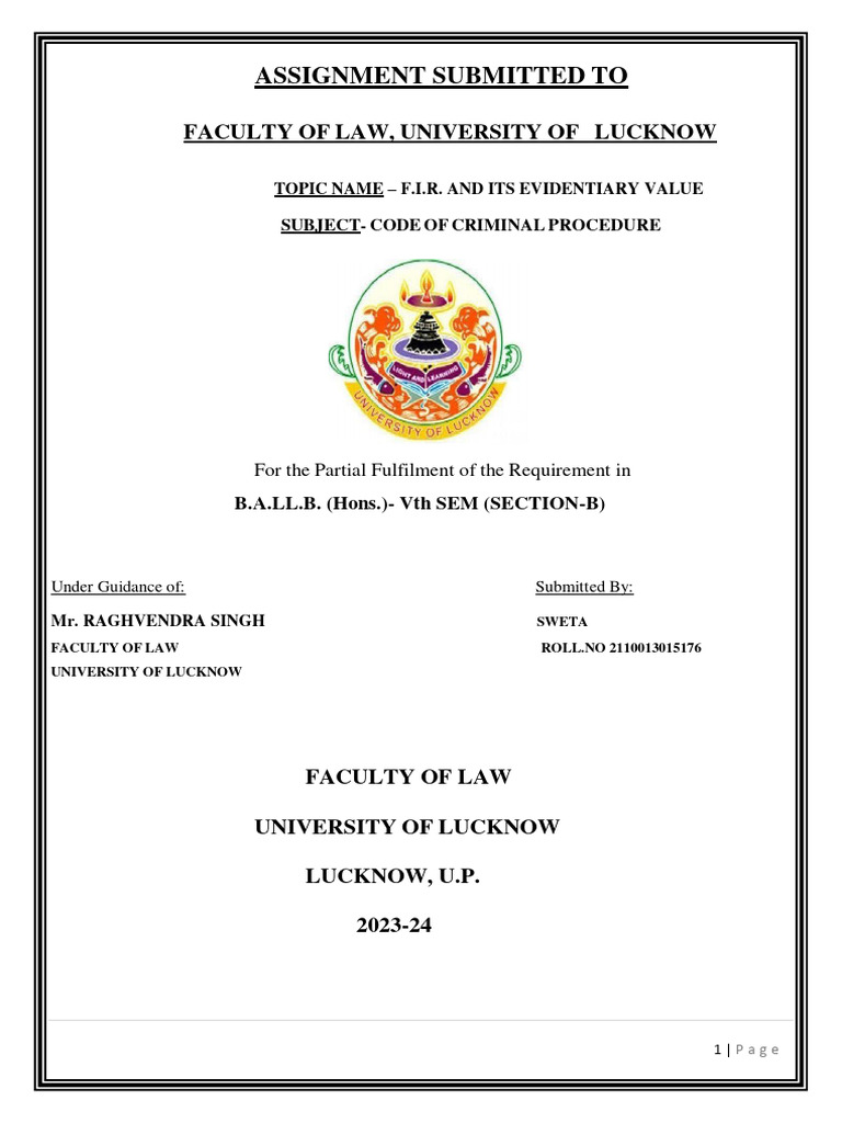 CRPC Assignment PDF | PDF | Witness | Confession (Law)