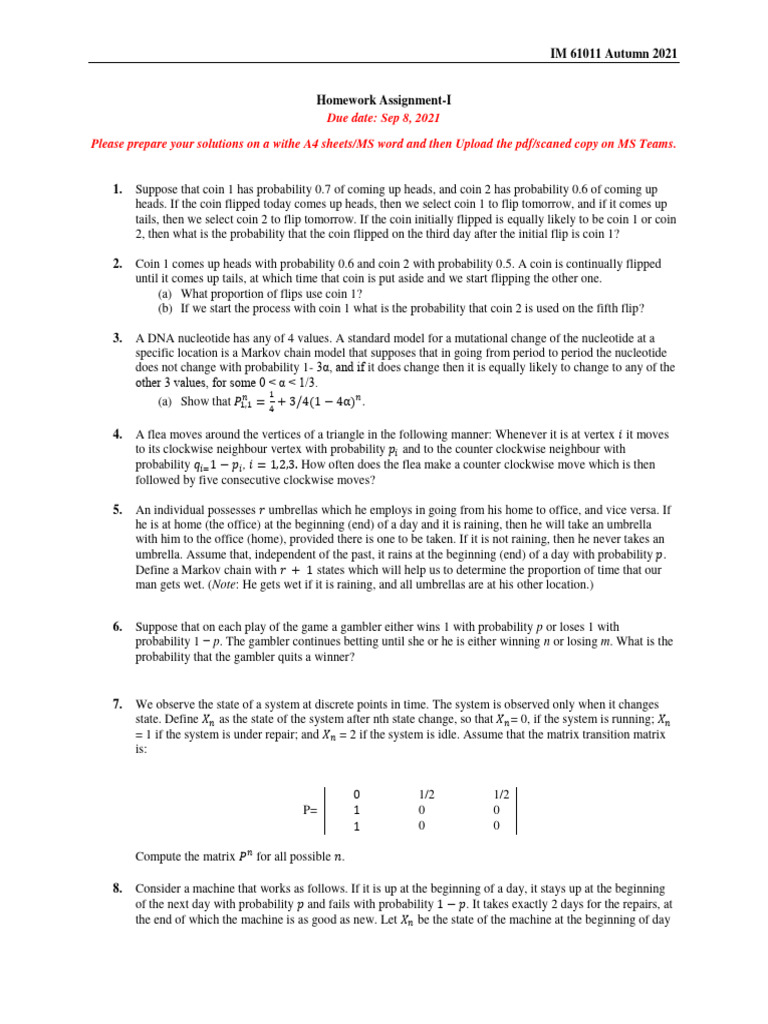 HW 1 | PDF | Probability | Dna
