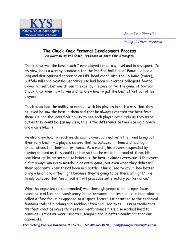 Chuck Knox Development Process | PDF