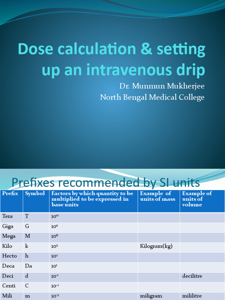Dose Calculation & Setting Up An Intravenous Drip | PDF | Litre | Mass ...