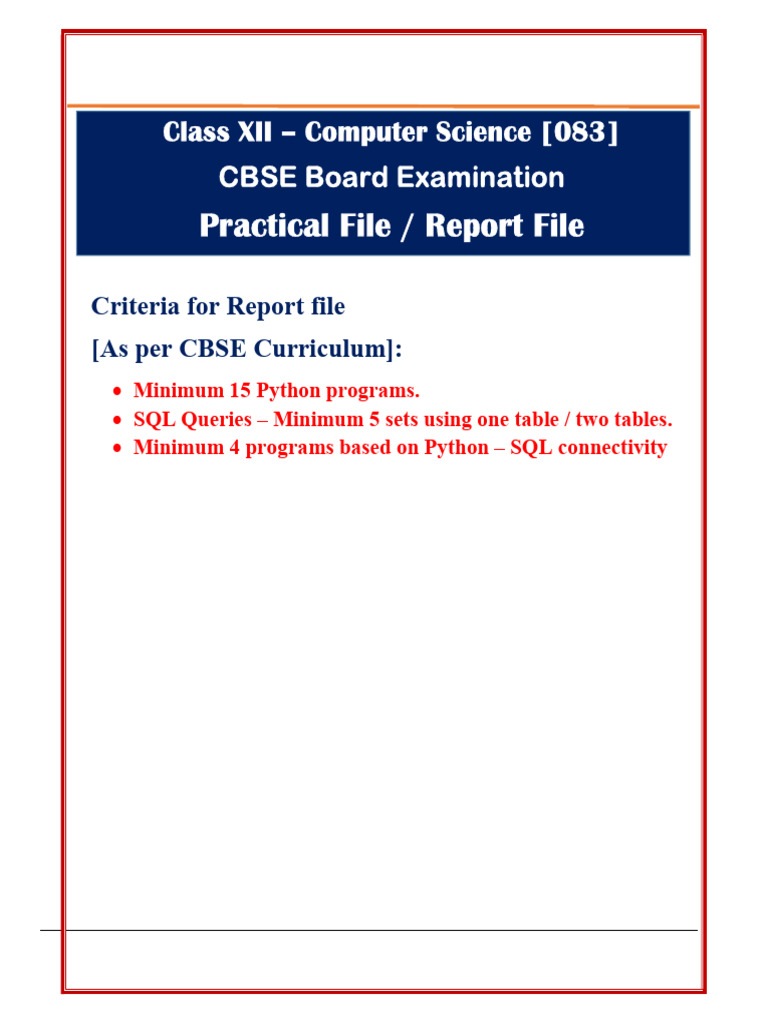 List Of Practicals Of Xii Computer Science 083 Practical Files 2022 23 Pdf Computer Program 