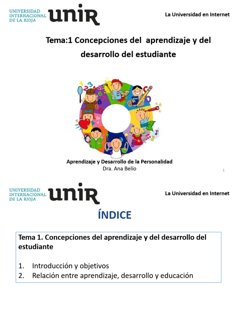 Aprendizaje UNIR Tema 1 Parte 1 | PDF | Aprendizaje | Sicología