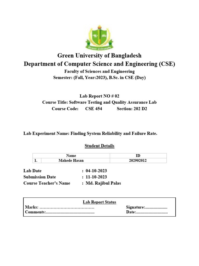 Lab Report Template. | PDF | Reliability Engineering | Software