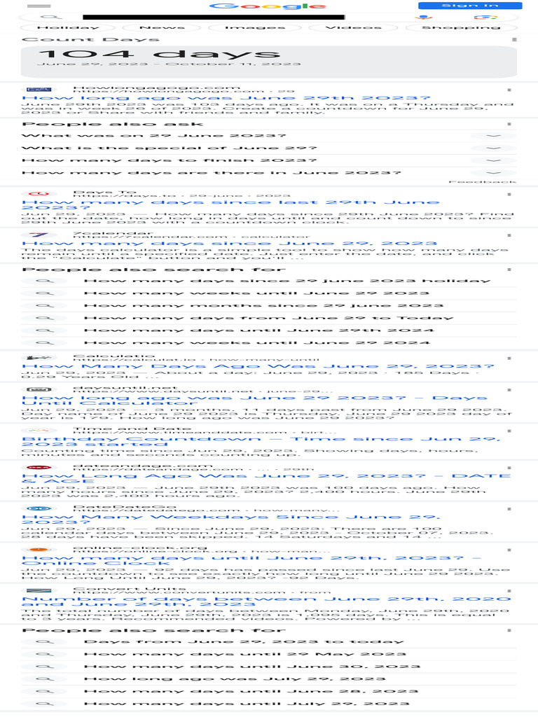 How Many Days Since 29 June 2023 - Google Search | PDF