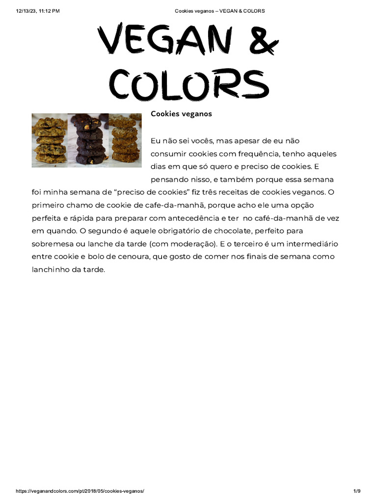 Cookies Veganos - VEGAN & COLORS | PDF | Veganism | Food Politics