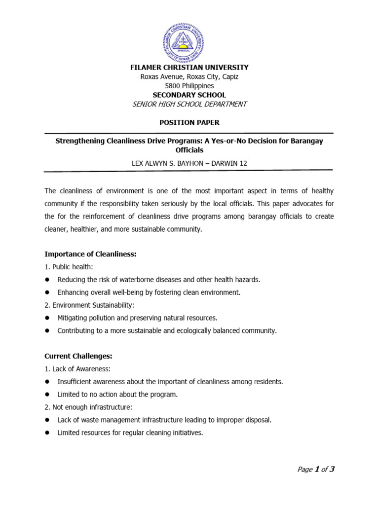 Position Paper Format | Download Free PDF | Sustainability | Environment