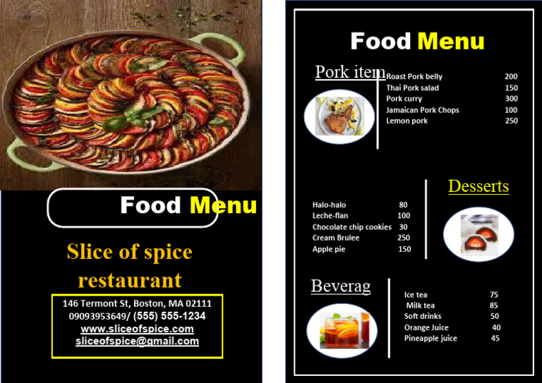 Food Menu Tle 10 | PDF