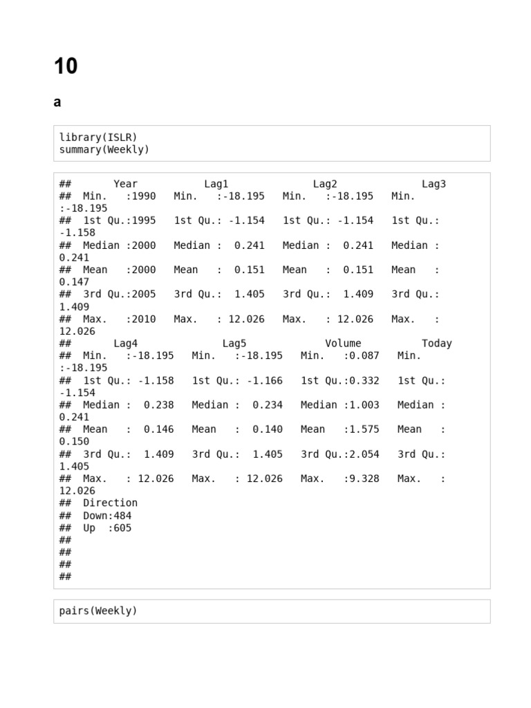 Chapter 4 Exercise 10 | PDF | Errors And Residuals | Degrees Of Freedom (Statistics)
