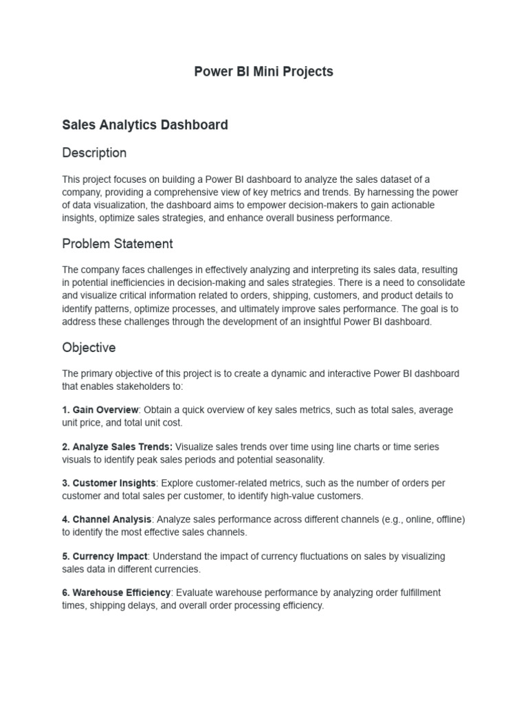 Power BI Mini Projects for Sales Analysis | PDF | Data Analysis | Stocks