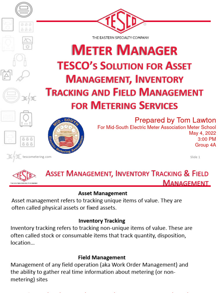 About TESCO Meter Manager | PDF | Inventory | Product Lifecycle