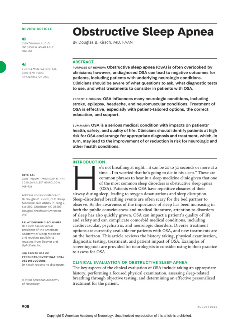 Obstructive Sleep Apnea | PDF | Sleep Apnea | Clinical Medicine