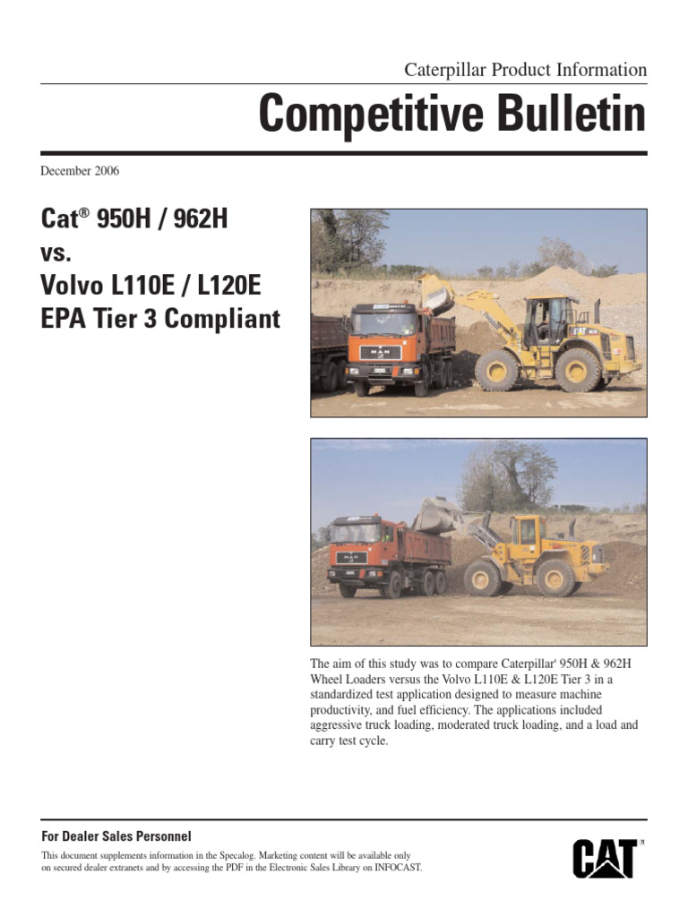 Cat - 950H - 962H - Compettive Bulletin - TEJB9281 | PDF | Fuel Economy ...