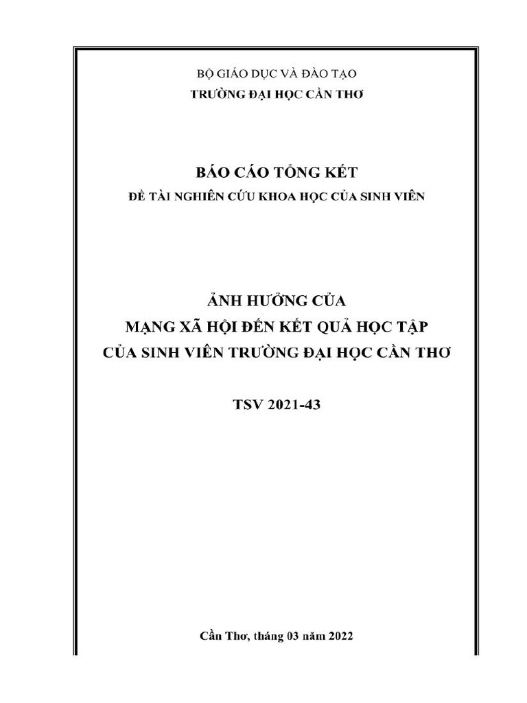 Ảnh Hưởng Của Mạng Xã Hội Đến Kết Quả Học Tập Của Sinh Viên Trường Đại ...