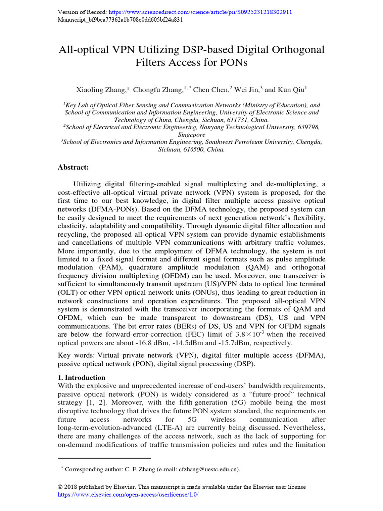 All-Optical VPN Utilizing Dsp-Based Digital Orthogonal Filters Access ...