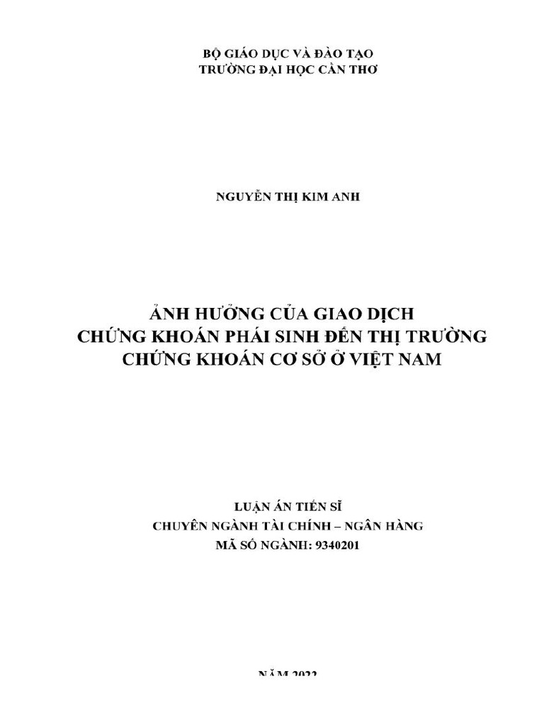 Ảnh Hưởng Của Giao Dịch Chứng Khoán Phái Sinh Đến Thị Trường Chứng ...