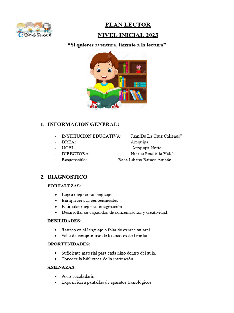 Proyecto - Plan Lector | Descargar gratis PDF | Cognición | Aprendizaje